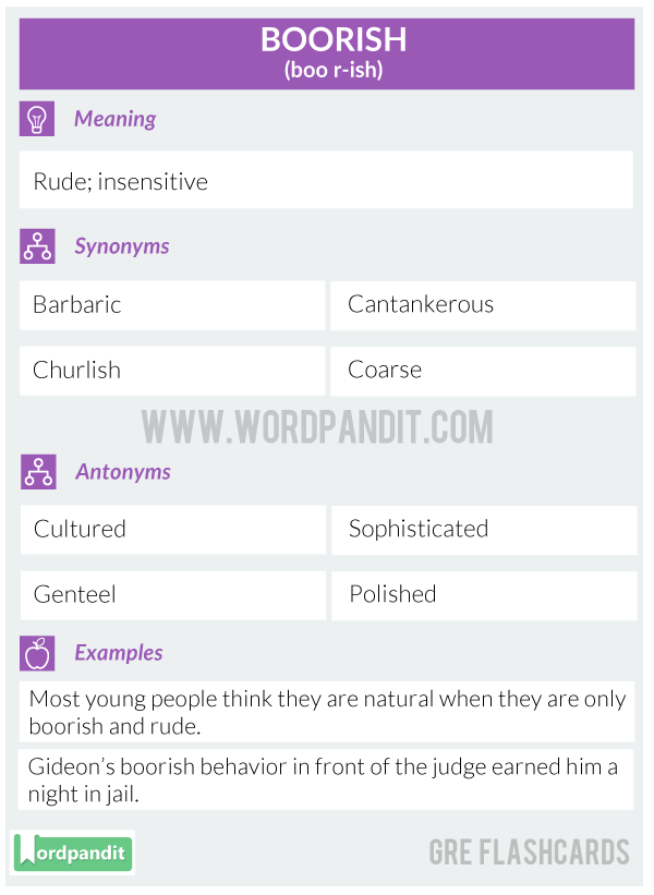 Boorish Gre Vocabulary Flashcard - Wordpandit